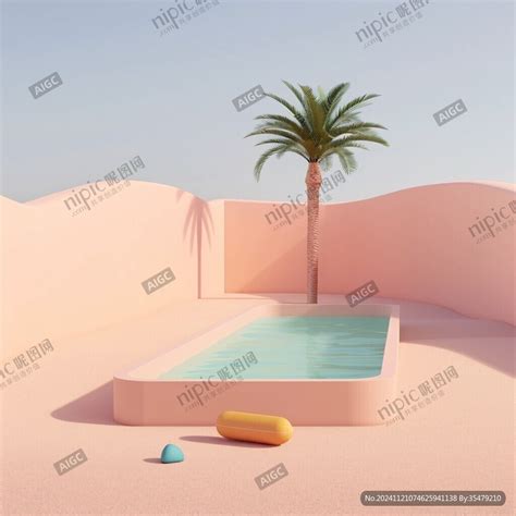 Ai创作图极简池 超现实泳池 超现实的游泳池 粉色的超现实极简景观 粉红色的游泳池 极简场景图 粉色平台 Lowpoly橙子 Lowpoly风格 粉色超现实主义景观 简约场景 简约场景图 三维