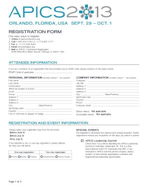 Fillable Online Apics REGISTRATION FORM Apics Fax Email Print PdfFiller