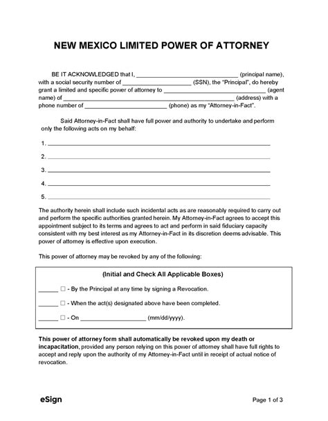 Free New Mexico Power Of Attorney Forms 8 Pdf