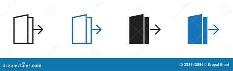 Logout Icon Vector Set Outline Stock Vector Illustration Of Pictogram Right 333543586