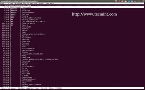 ncdu a ncurses based disk usage analyzer and tracker
