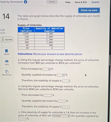 Solved Elasticity Homework I Saved Help Save Exit Submit Chegg Com