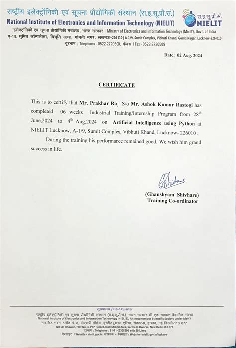 I Have Successfully Completed A Comprehensive Course In Artificial Intelligence Using Python