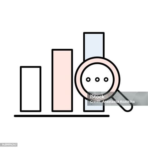 돋보기 선 아이콘이 있는 통계 차트 다이어그램 통계 인포 그래픽 바 파이 차트 쇠퇴 성장 화살표 데이터 분석 데이터베이스 인포