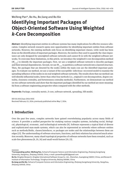 Pdf Identifying Important Packages Of Object Oriented Software Using