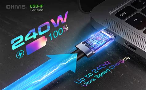 Dhivis Usb4 Thunderbolt 4 Support 3 3 Feet 40gbps 4k 8k 240w [ Usb If Certified] Type C