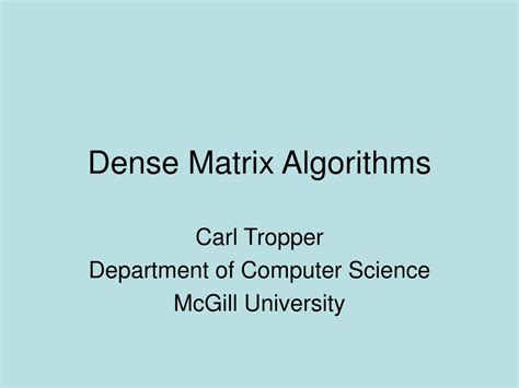 Ppt Dense Matrix Algorithms Powerpoint Presentation Free Download