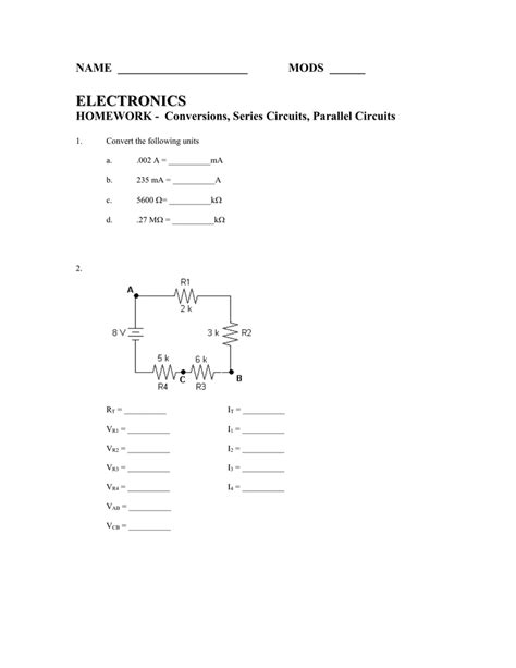 Homework Series Circuits Parallel Circuits