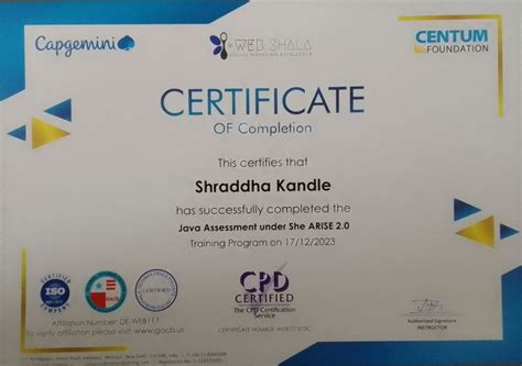 🏅🎊 I Earned Java Assessment Certificate From She Arise 20 Shraddha