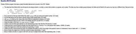 Question 2 10 Marks Create A Python Program That