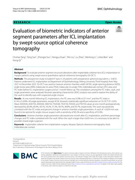 Pdf Evaluation Of Biometric Indicators Of Anterior Segment Parameters