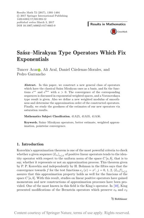 Szászmirakyan Type Operators Which Fix Exponentials Request Pdf