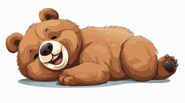 Happy Bear Lying On His Back And Resting Illustration Premium Ai