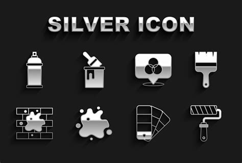 페인트 스프레이 브러시 롤러 색상 팔레트 가이드 집 페인팅 Rgb 및 Cmyk 색상 혼합 아이콘이 있는 캔 및 버킷 설정 벡터 Cmyk에 대한 스톡 벡터 아트 및 기타