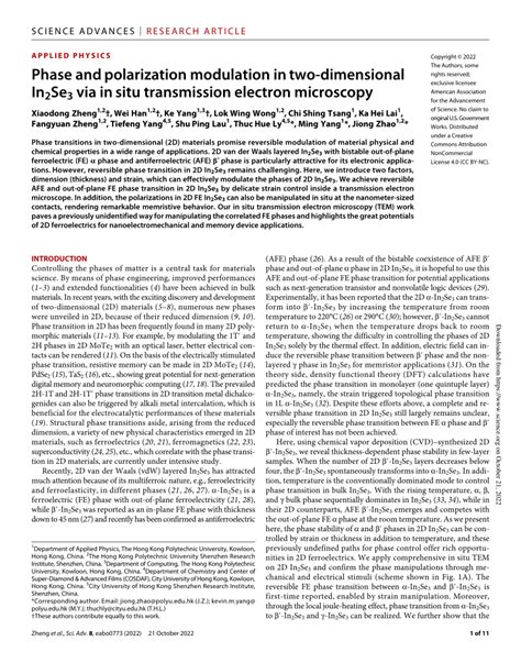 Pdf Phase And Polarization Modulation In Two Dimensional In 2 Se 3 Via In Situ Transmission