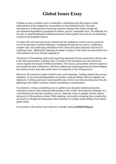 Global Issues Essay Pdf