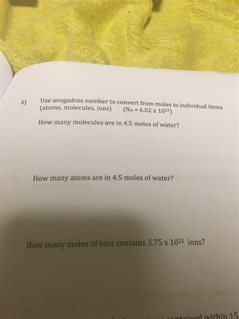 Solved Use Avogadros Number To Convert From Moles To