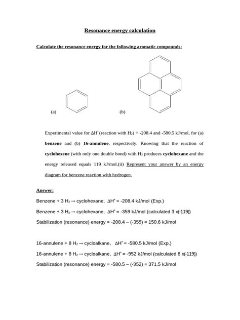 Resonance Energy Calculation Pdf