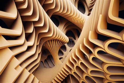 Abstract Of Wooden Pattern Twisted Shape Architecture Facade Details