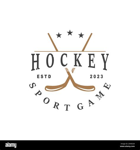 Hockey Logo Design Sports Game Symbol Template Stock Vector Image