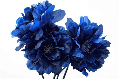 A Striking Arrangement Of Large Deep Blue Flowers Isolated Against A