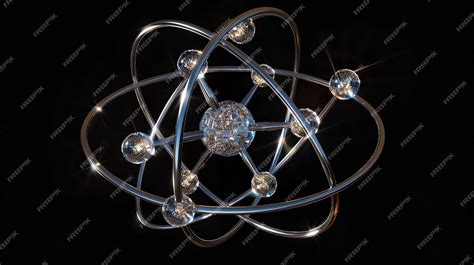 Premium Photo 3d Rendering Of An Atom The Nucleus Is Represented By A Glowing Sphere And The