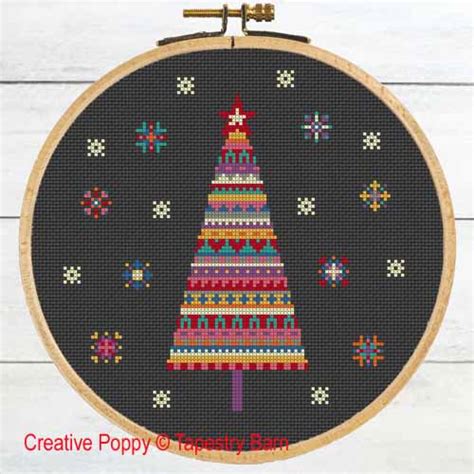 Tapestry Barn Merry Bright Christmas Tree Cross Stitch Pattern