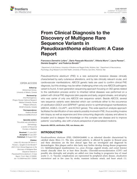 Pdf From Clinical Diagnosis To The Discovery Of Multigene Rare Sequence Variants In
