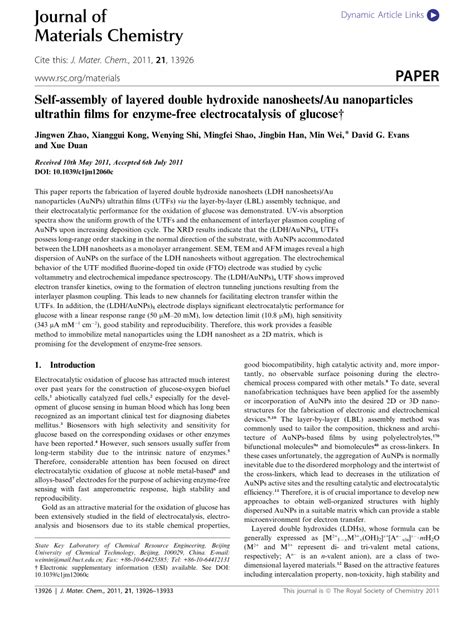 Pdf Self Assembly Of Layered Double Hydroxide Nanosheetsau Nanoparticles Ultrathin Films For