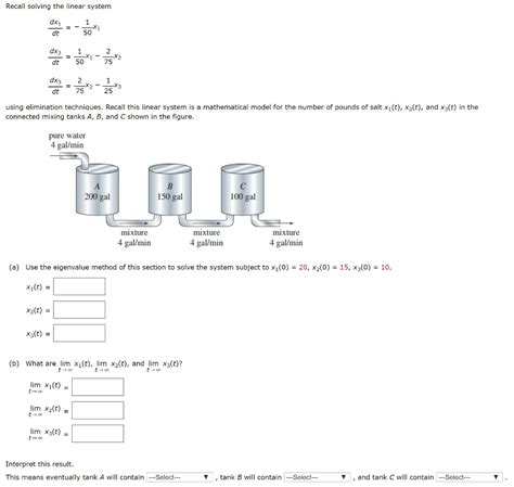 Solved Recall Solving The Linear System Dt Dt Chegg Com