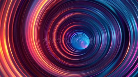 Abstract Colorful Vortex Tunnel With Futuristic Neon Light Waves Stock Illustration