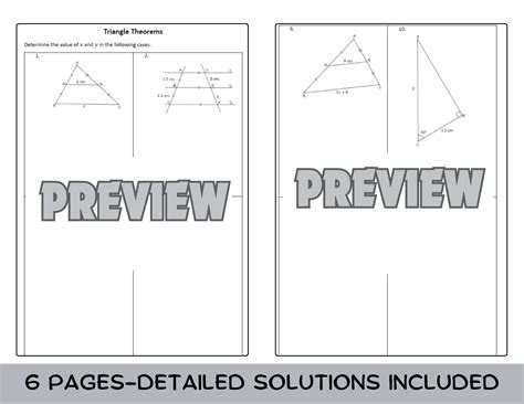 Triangle Theorems Worksheet With Solutions Teaching Resources