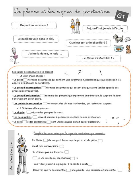 G1 Ce2 Lec On La Phrase Et La Ponctuation Bdg Pdf