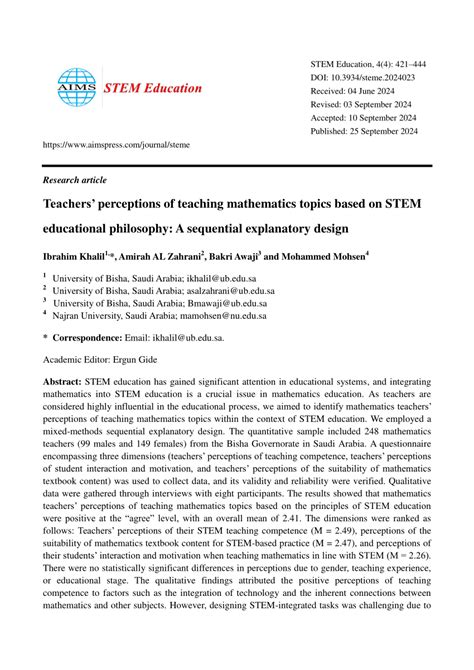 pdf teachers perceptions of teaching mathematics topics based on