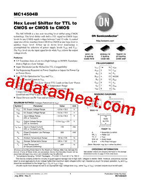 MC14504B Datasheet PDF ON Semiconductor