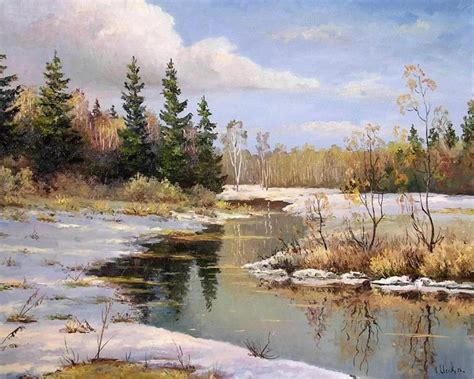 Весенний пейзаж (110 рисунков)