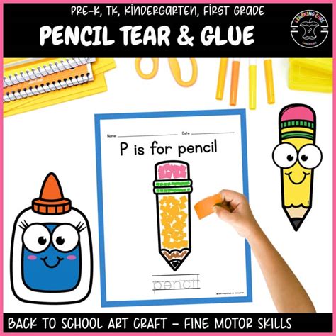 Pencil Back To School Craft Kindergarten First Grade Prek Tk Fine Motor