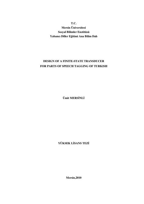 pdf design of a finite state transducer for parts of speech tagging