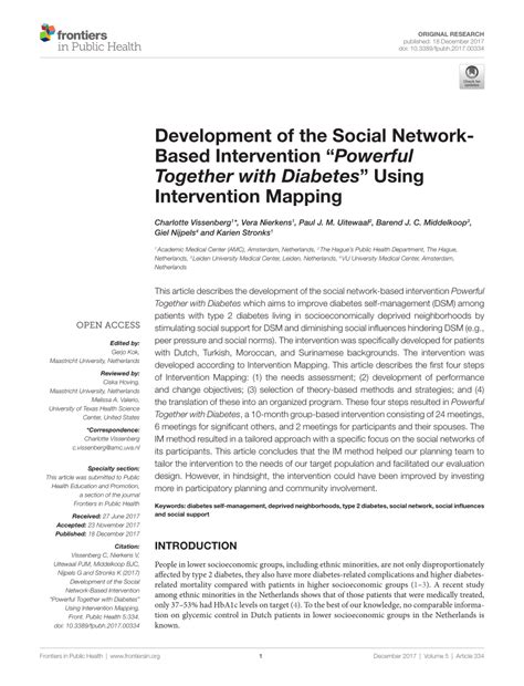 Pdf Development Of The Social Network Based Intervention Powerful Together With Diabetes