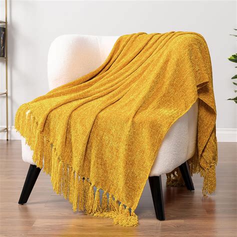 Pavilia Mustard Yellow Throw Blanket For Couch And Sofa Bed