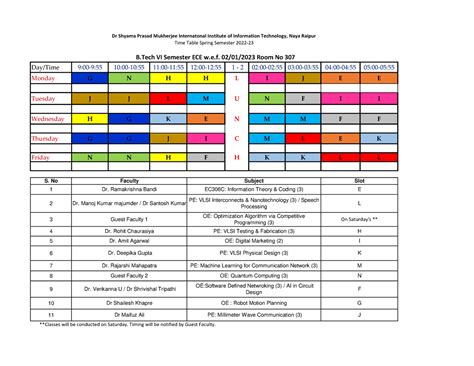 VI Semester ECE Spring 22 23 Day Time 9 00 9 10 00 10 11 00 11 12 00 12 1 2 02 00 02