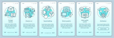Video Production Onboarding Mobile App Page Screen Vector Template Film Making Process Movie