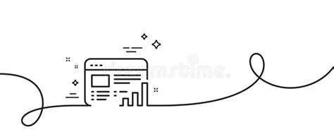 web report line icon column graph sign continuous line with curl vector stock illustration