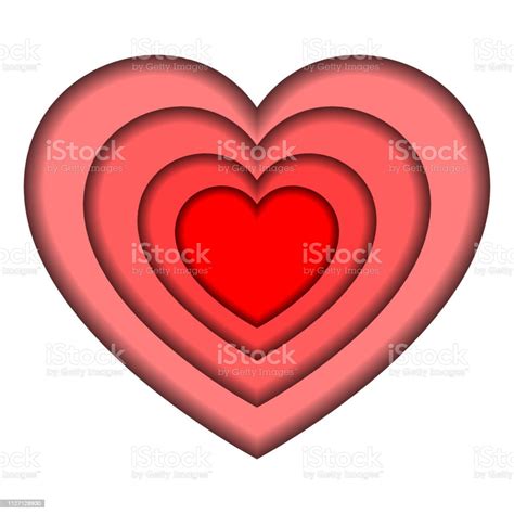 빨강에서 발렌타인 심장 사랑 상징 백색과 분홍색 종이 레이어 배너 포스터 인사말 카드에 대 한 그림자를 잘라 벡터 일러스트입니다 3차원 형태에 대한 스톡 벡터 아트 및 기타