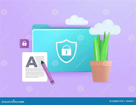 Password Protect Folders Concept Hide Lock Documents And Encrypt Secure Files 3d Vector
