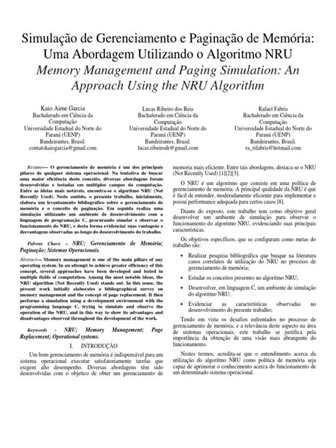 Algoritmo Nru Artigo Download Grátis Pdf Memória De Computador Equipamento De Escritório