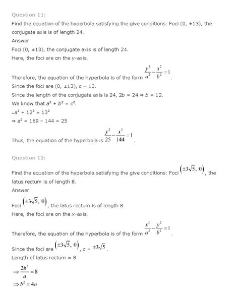 Conic Sections Class 11 Mathematics Ncert Solutions
