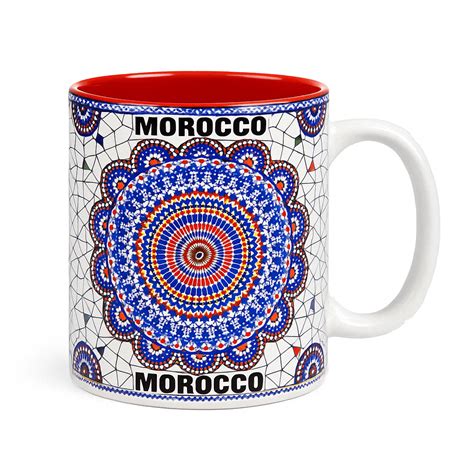 Moroccan Souvenir Mug Zellige Mosaic Design Tresors El Mamoun