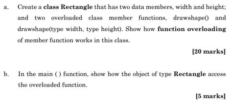 solved a create a class rectangle that has two data