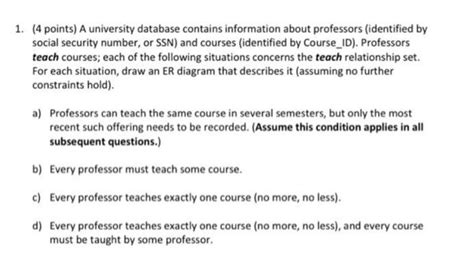 Solved 1 4 Points A University Database Contains Chegg